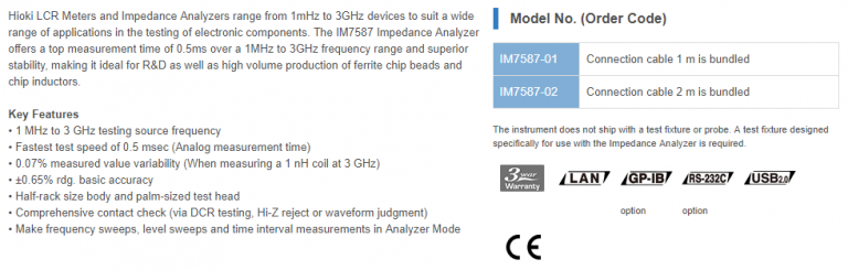 IMPEDANCE ANALYZER IM7587 | PT. Metro Instrumen Abadi
